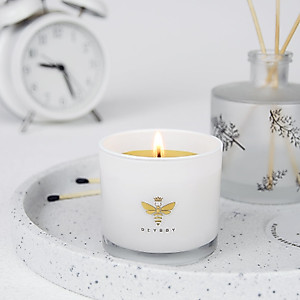 DEYBBY Beeswax Jar Candle - Pure Beeswax Candles in White Glass - Handpour Candle with Natural Honey Scent, 22-24 Hours Burning