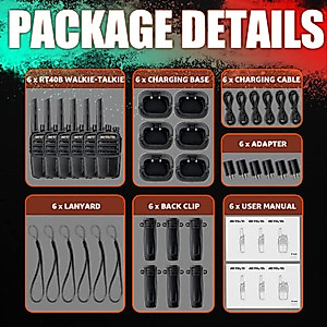 Retevis RT40B Walkie Talkies Long Range for Adults,Rechargeable 2 Way Radios with Built-in High Power Speaker, Lightweight with Emergency Alarm, Portable Two Way Radios (6Pack)