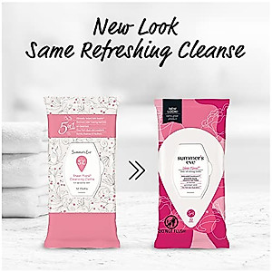 Summer's Eve Sheer Floral Daily Refreshing Feminine Wipes, Removes Odor, pH balanced, 32 Count, 4 Pack