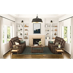 BOWERY HILL Transitional Brown Rustic Square Coffee Table with Casters