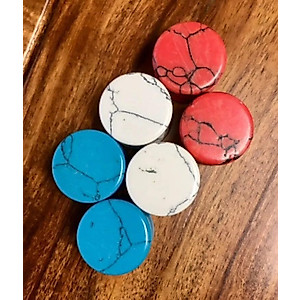 Lobal Domination ALL 3 PAIR Blue & Red Turquoise, White Howlite Stone Plugs Gauges (3/4" (19mm))