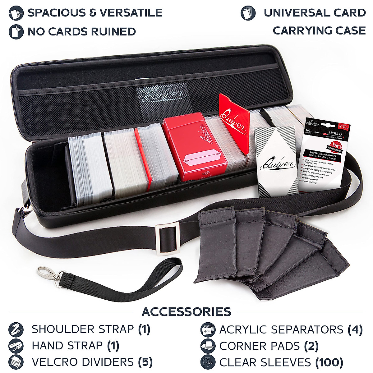 Quiver Time 's Black Card Case, Perfect for MTG Deck, Premium Storage Box, for Trading Cards, and Playing Card Storage, Ideal for Carrying Magic The Gathering and Game TCG Enthusiasts Recommended