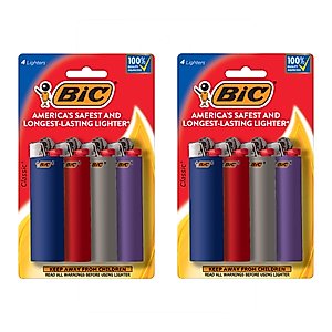 BIC Classic Maxi Pocket Lighter, Safe and Reliable, Assorted Colors, 8-Pack (Colors and Packaging May Vary)