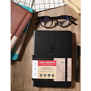 Check Registers for Personal Checkbook,Checkbook Register for Personal or Business, A5 Hardcover Registers Log to Track Payments, Deposits & Finances Transaction Black