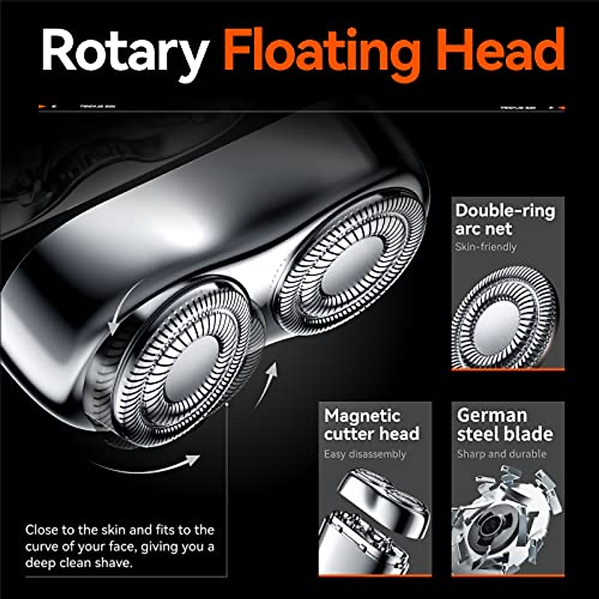 yoose Mini Rotary Shaver, Electric Razor for Men, Alloy Body & Magnetic Shaving Head, Close Shave, IPX7 Waterproof, USB C Rechargeable, Cordless Electric Razor with Travel Case, Ideal Gift, Silver