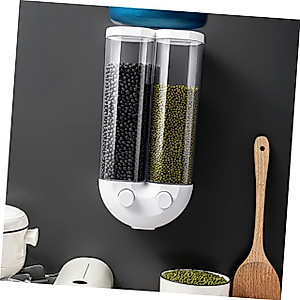 CIYODO 1pc Mounted Wall- Sugar Grain Household Capacity Kitchen Dry Rise Tea Flour Dispenser Storage Home Containers Double Seasoning Container Canister Restaurant Countertop Food