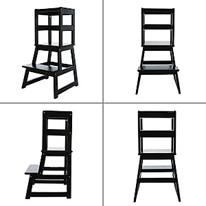 Kitchen Step Stool with Safety Rail and Anti-Slip Mats, SDADI Kids Step Stool Toddler Kitchen Stool for Children 18 Months and up (Natural)