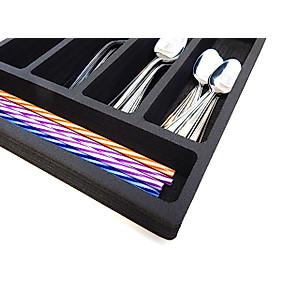 Polar Whale Flatware Silverware Drawer Organizer for Cutlery Forks Knives Spoons Serving Utensils Non-Slip Premium Waterproof Tray Insert 11 x 15 Inches 6 Slot Extra Deep Pair Set