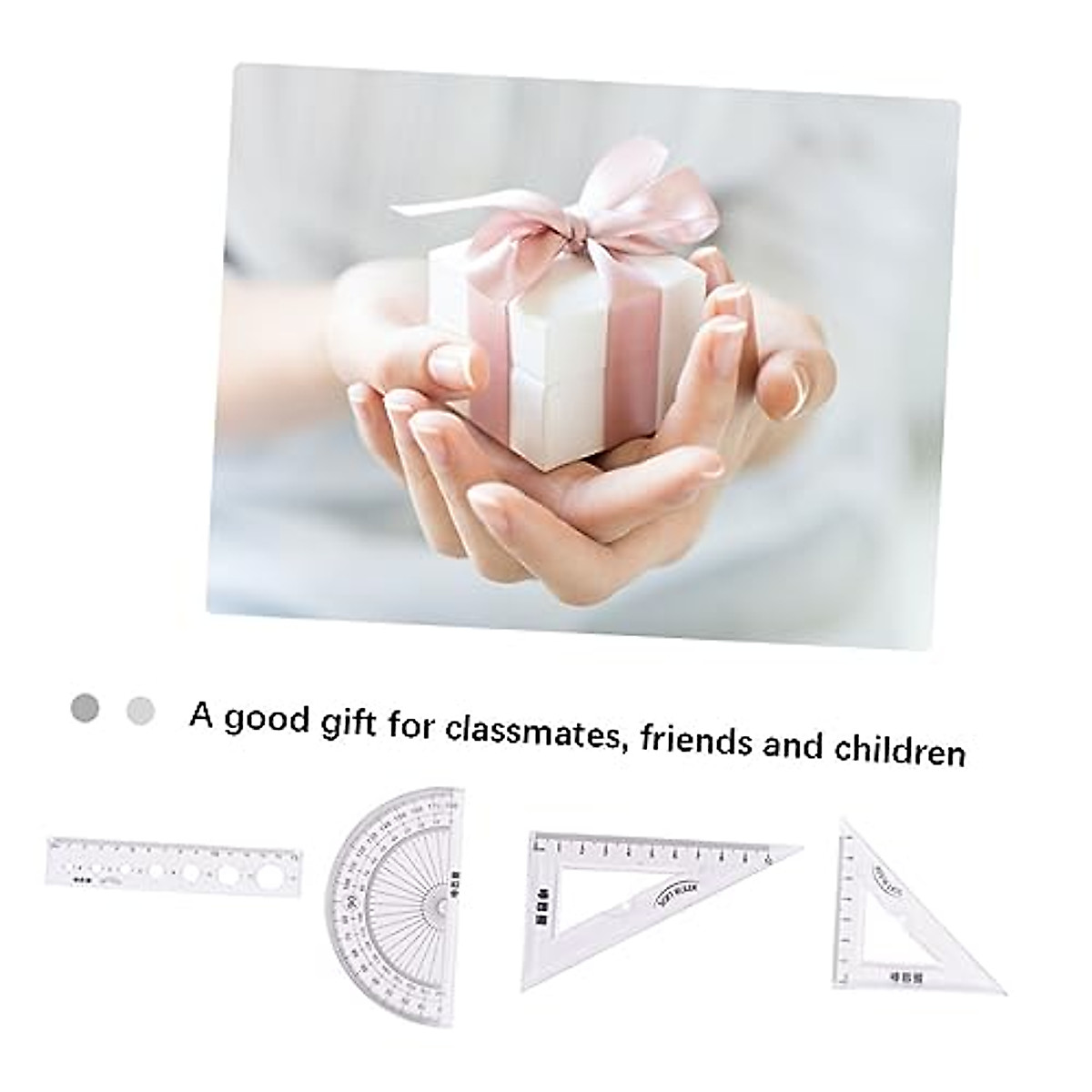 Operitacx 4 Set Clear Ruler Math Protractor Straight Ruler Triangular Ruler Geometry Ruler Ruler Suit Tools for Rulers Plastic Ruler Stationery Unisex to Draft