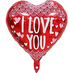 AVMBC Red Heart Shaped Foil Balloons I Love You Valentine's Day Heart Balloons Romantic Valentine's Day Wedding Confession Courtship Party Decor 10 Pcs