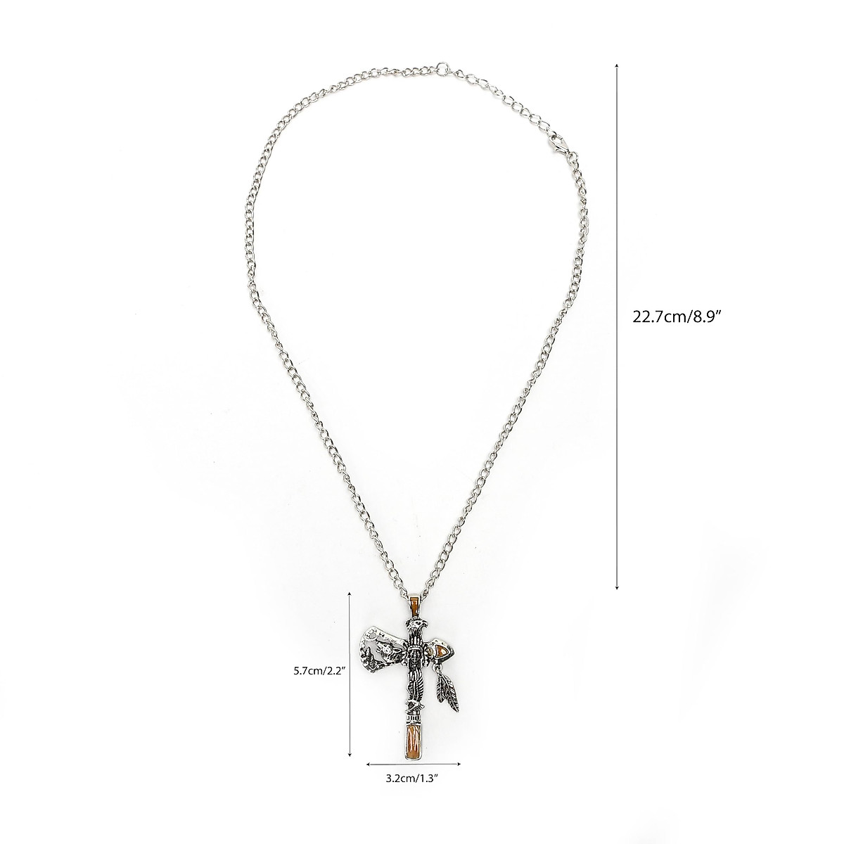 Native American Jewelry: Men's Viking Necklace with Indian Pendants - Norse Wolf Amulet, Axe, Animal Eagle Gothic Chain - US Inspired for Men and Women (1 PCS)