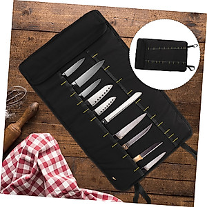 Chef Knife Roll Bag for Chefs, 22 Slots Portable Chef Knife Case Storage Roll Bag with Carry Handle (Black)