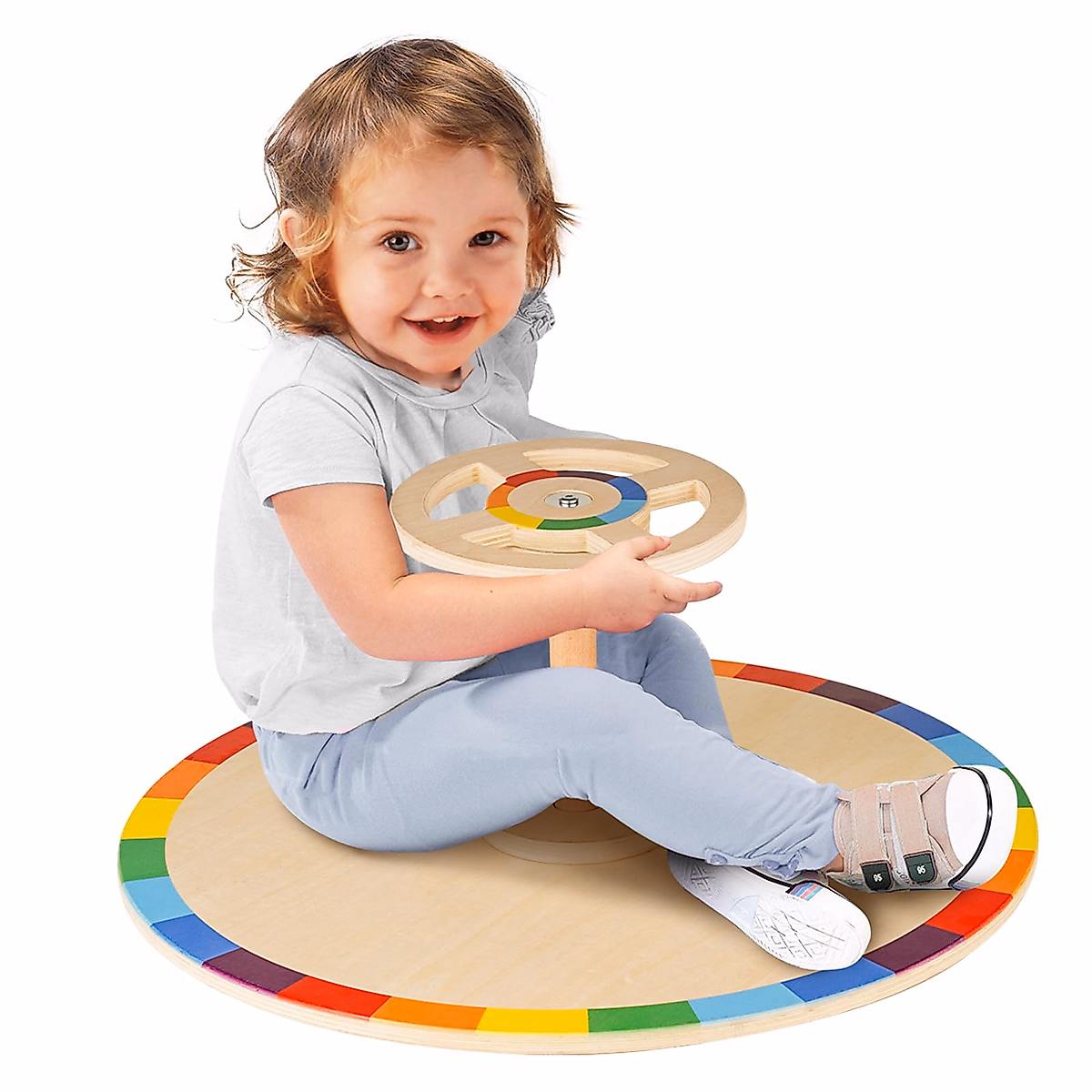 Monläurd® Wooden Sit And Spin, 24 Inch Large Sit And Spin Toy, Sit N Spin, Montessori Spinner Seat, Spinning Chair, For Toddlers & Adults