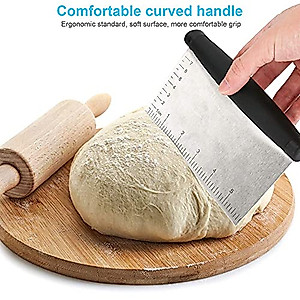 Bench Scraper, UUBAAR 1 PCS Dough Scraper Tool Kitchen Scraper, Multi-Purpose Stainless Steel Food Scraper Chopper, 6-Inch Bench Knife for Baking Cooking, Dough Cutter with Contoured Grip
