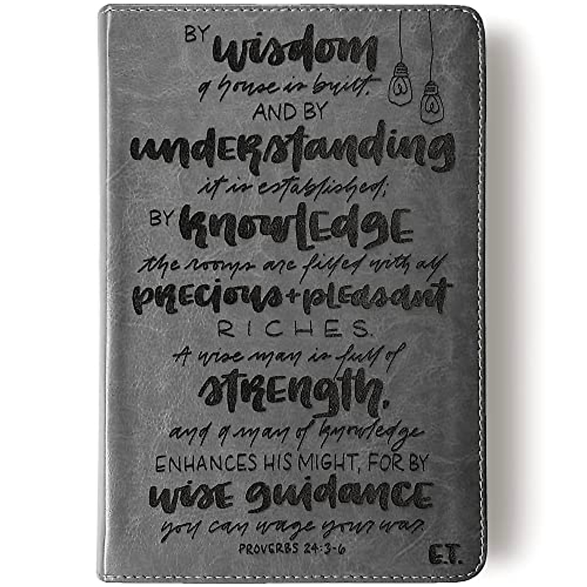 Hand Lettered and Laser Engraved ESV Bible, Student Study Bible with Gray Trutone Leather Cover, Personalized Gift, Custom Name Engraving Available