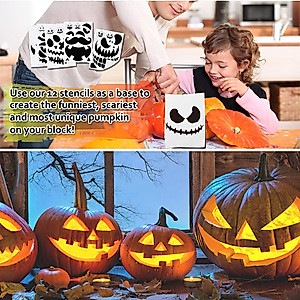 Taspire Halloween Pumpkin Carving Kit with 12pcs Stencils, (7 Pieces Pumpkin Carving Tools Set), Pumpkin Carving Set