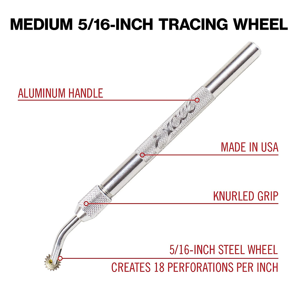 Excel Blades 3 Piece Excel Pounce Wheel Sets, Fabric Tracing Wheel, Embossing Tool and Perforator, Includes 3 Head Attachments, Great for Indentations