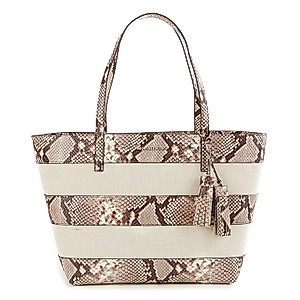 Michael Michael Kors Tasseled Snake‑Print Striped Canvas Large