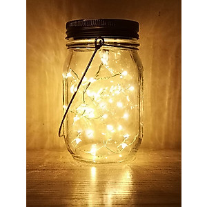 Solar Mason Jar Lantern Lights,2 Pack 30 Led String Fairy Firefly Jar Hanging Lights(Mason Jar/Hanger Included),Mason Jar Lights Kit for Patio Garden Lanterns Wedding Table Decor