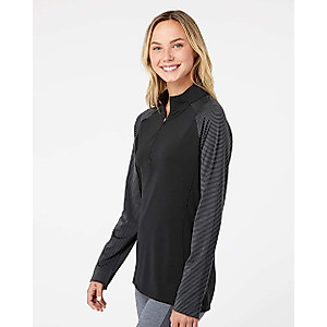 adidas Womens Stripe Block Quarter-Zip Pullover, 3XL, Team Navy Blue