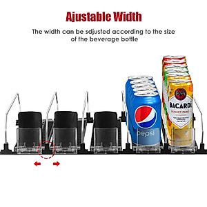 Jahy2Tech 5 Rows Soda Can Organizer for Refrigerator Automatic Pusher Glide Holds up to 30 Cans Self Pushing Drink Organizer Black