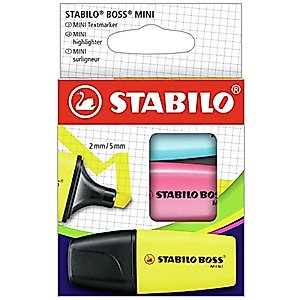 Highlighter - STABILO BOSS Mini - Wallet of 3 - Assorted Colors
