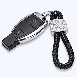 SAVORI Car Keychain Rhinestones Car Key Fob Keychains Bling Key Chain Holder with D-Ring for Men and Women (AB)