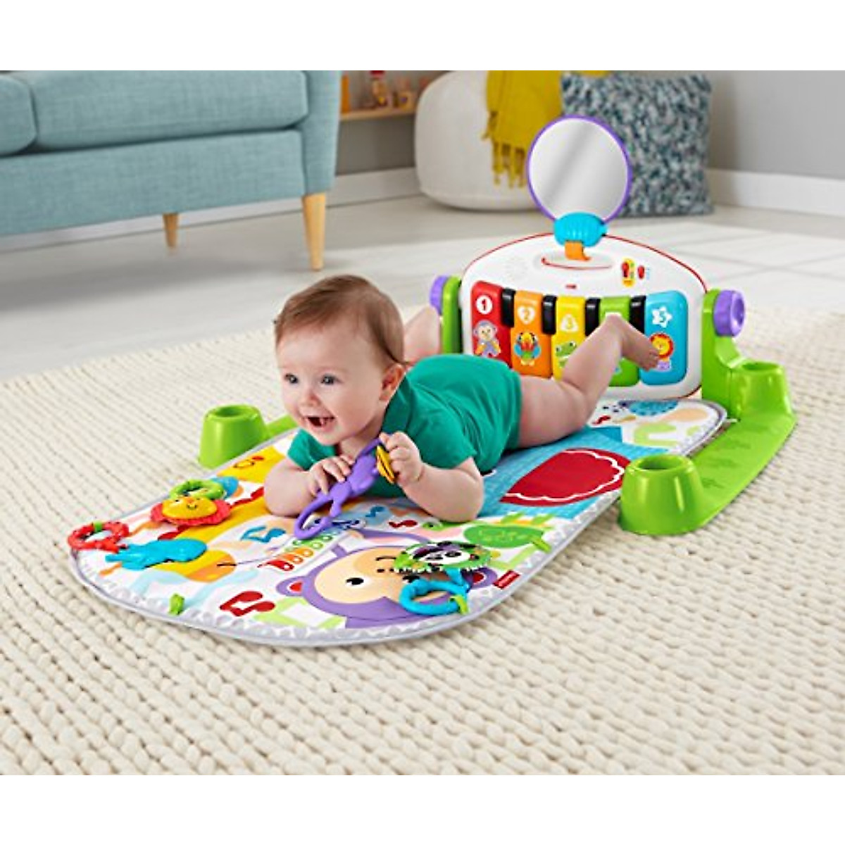 Fisher-Price Baby Gym & Activity Mat, Deluxe Kick & Play Piano Gym with Musical Toys, Lights & Smart Stages Learning