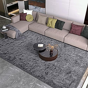Vasofe Extra Soft Grey Fluffy Area Rugs 5x7 Shag Bedroom Rugs, Gray Large Fuzzy Rugs for Living Room, Plush Nursery Carpet for Kids, Teen, Shag Furry Throw Modern, Indoor Home Decor Floor Rug