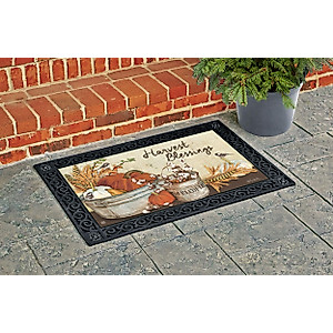 Studio M MatMates Farmhouse Pumpkins Fall Harvest Decorative Floor Mat Indoor or Outdoor Doormat with Eco-Friendly Recycled Rubber Backing, 18 x 30 Inches