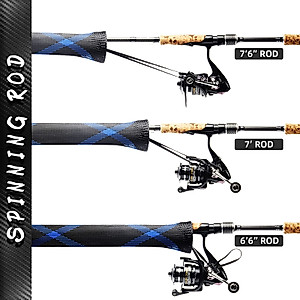 SF Fishing Spinning Rod Socks Braided Mesh Rod Sleeve Cover Protector Pole Gloves Six Colors 6PCS Fit Spinning Rod 6-1/2FT to 7-1/2FT