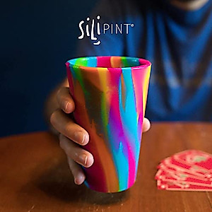 Silipint: Silicone Pint Glasses: 4 Pack Headwaters, Mtn Marble, Arctic Sky & Hippie Hops - 16oz Unbreakable, Flexible