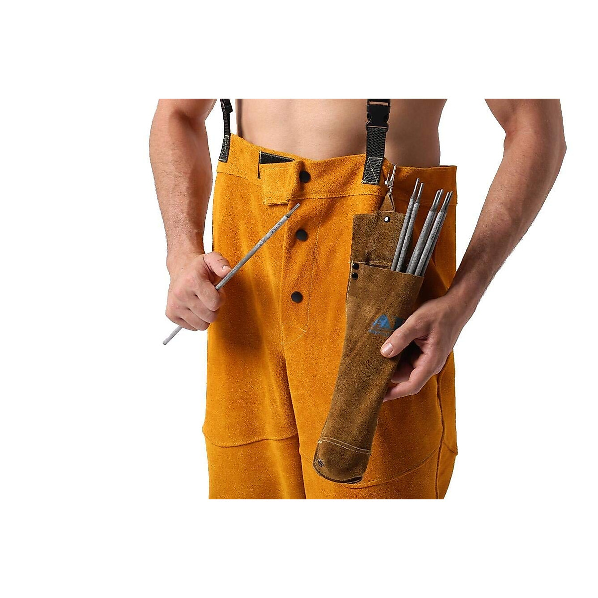 AP AllyProtect.com Flame Retardant split cowhide leather electrodes/welding rod bag (Golden)