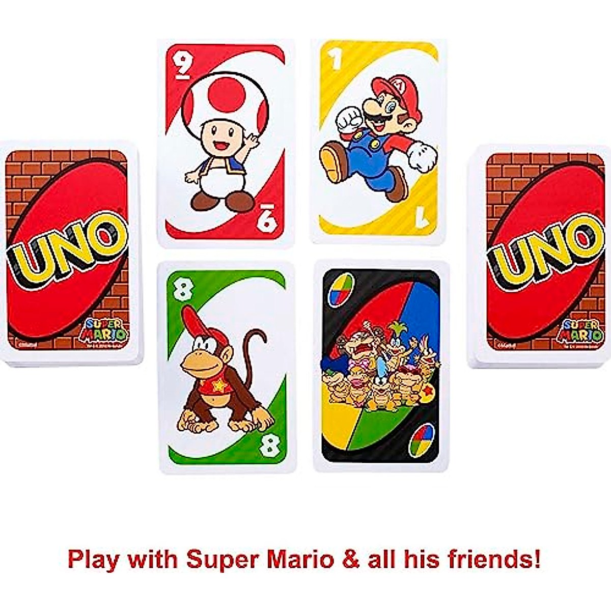 Mattel Games UNO Super Mario Card Game, Video Game Themed Travel Game in Collectible Storage Tin with Special Rule