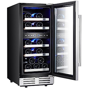 STAIGIS 29 Bottle Compressor Wine Cooler Refrigerator, 15 inch Wine Fridge Freestanding Dual Zone for Home, Kitchen and Bar, Digital Temperature Control