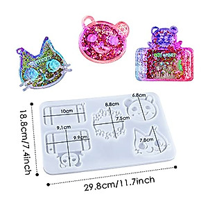 FineInno Shaker Molds for Epoxy Resin Panda, Game Consoles, Cat, Flower Garland, Quicksand Silicone Mold Jewelry Casting Mold DIY Art Craft for Pendant Resin Charms