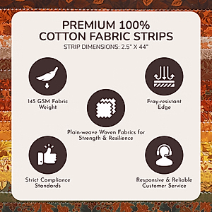 Tinyspool & Co. Jelly Roll Fabric Strips for Quilting, Crafting, and Sewing, 40 Strip Assorted Bundle, Soft Cotton for Blanket, Rug, Upholstery, Home Decor, and Purse Making, Fall is Here