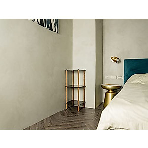 ikloo 3-Tier Metal & Glass Black Shelf, Shelving Display Rack, Open Glass Shelves; Multifunctional Freestanding Storage for Living Room, Bathroom, Home Office, Hallway, Bedroom Organization Rack.