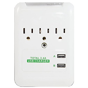 RND Wall Power Station includes 3 AC Plugs and 2 USB ports (3.4A total) with Surge for iPhone, iPad, Samsung Galaxy, LG, HTC, Moto and all USB Compatible Devices