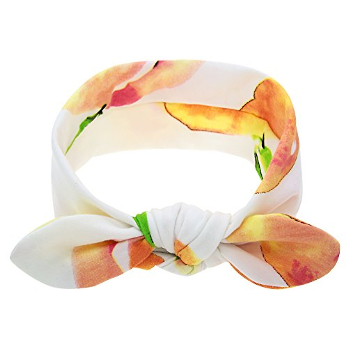 inSowni Receiving Swaddle Blanket Wrap Orange Peach with Bow Headband Set for Unisex Newborns Infants Baby Girl Boy