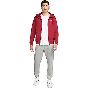 Nike "Sportswear Club Fleece Men's Full-Zip Hoodie (BV2645-690) Pomegranate, Size: Small