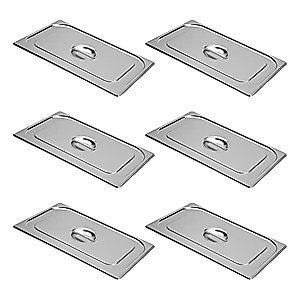 BIEAMA 6-Pack Full Size Steam Table Pan Cover, Lid with Handle, NSF, Hotel Pan Cover, Catering Food Pan Cover