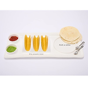 Mud Pie Circa Taco Party Plate Set, White, 9" x 20"