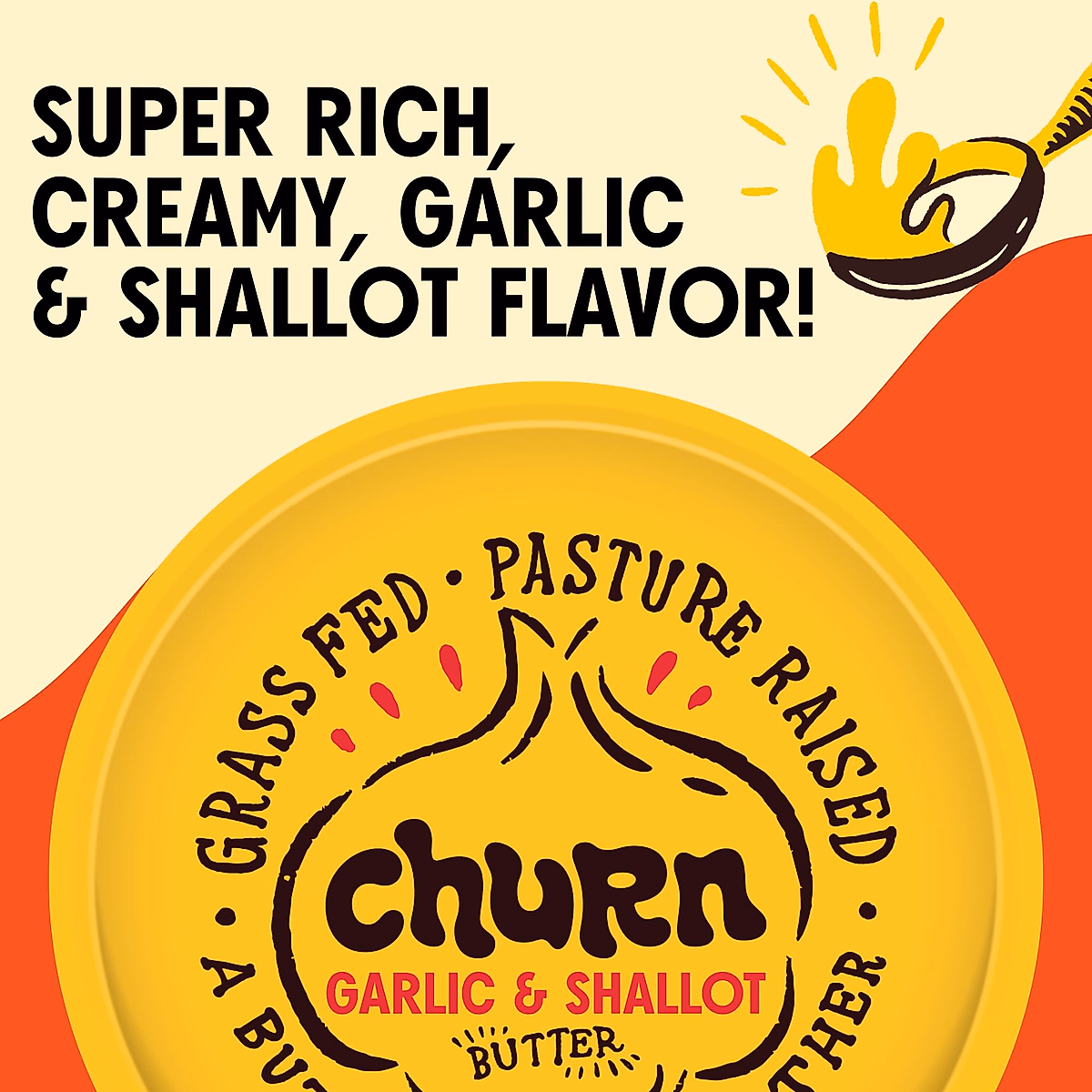 Churn Garlic & Shallot Butter, Flavored Butter Churned with Organic Grass Fed Butter (5.5oz, Pack of 3) - Non-GMO, Hormone-Free, Compound and Finishing Butter