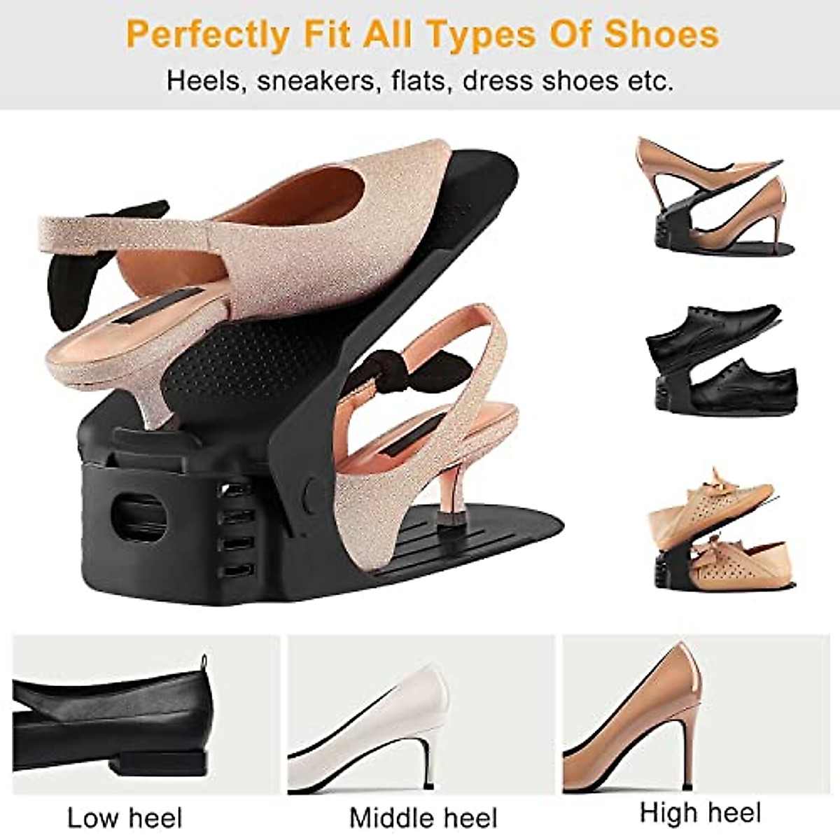 SensaitiN 10pcs Organizer Space Saver Storage Slot Shoe Rack Holder Adjustable MagnifiQ Shoe rack Shoe organizer Shoe storage Shelf organizer Shoe organizer for closet Shoe rack organizer