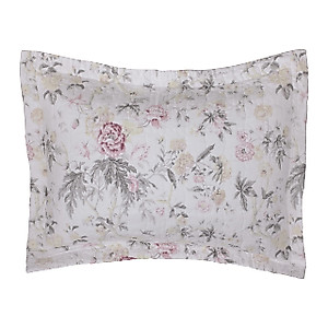 Laura Ashley - Queen Quilt Set, Reversible Cotton Bedding with Matching Shams, Lightweight Home Decor for All Seasons (Breezy Floral Pink/Grey, Queen)
