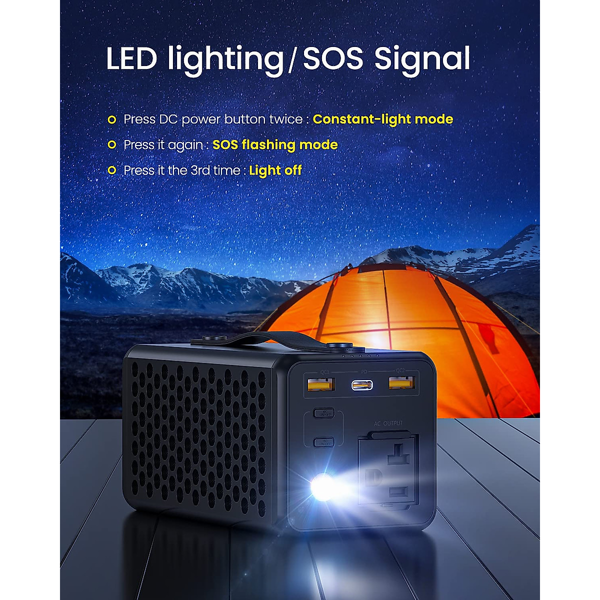 AOHI Portable Power Station, Power Bank with AC Outlet 150W Magcube 96.48Wh/26800mAh Backup Power Supply, Lithium Battery Power Bank with PD 65W Quick Charge LED Light Outdoor Camping Emergency