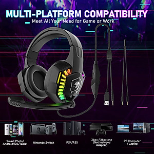 Mechanical Gaming Keyboard and Mouse Mini Wired Combo with RGB Headset Rainbow Backlight Ergonomic 62Key Anti-Ghosting Adjustable Mic 6400DPI Mice USB-C for PC Gamer Computer Typist(Black/Red Switch)
