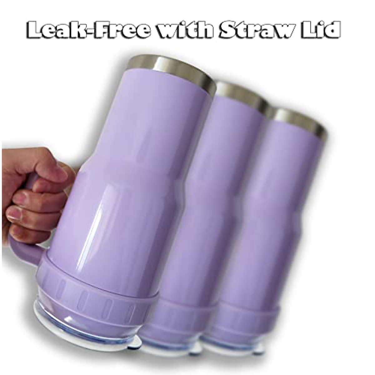 BAYINTNAL Enlarged 40oz Tumbler with Handle & Clear Slide Lid Sweat Proof Keep Cold Up to 12 Hours Vacuum Insulated Stainless Steel Travel Coffee Mug Dishwasher Safe, BPA Free (40 oz, Violet)