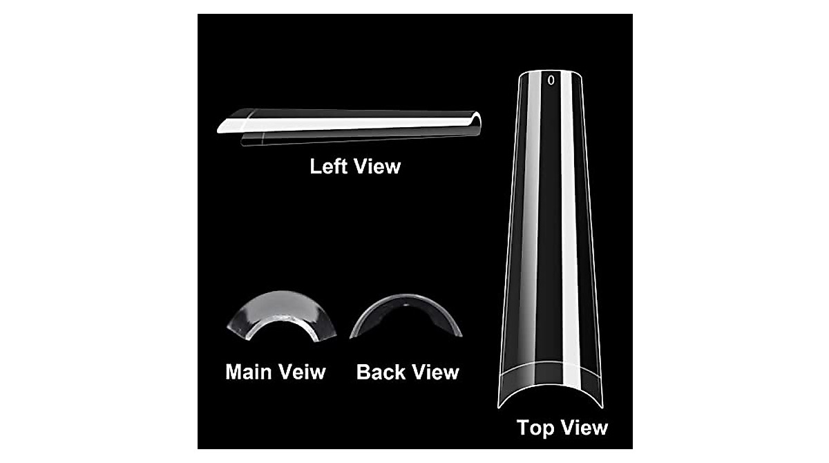 XXL No C Curve Coffin Nail Tips - Acrylic & DIY Nail Art Set